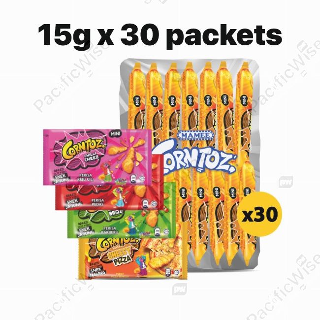 Corntoz Mini Corn Snack 15g x 30 Packs | BBQ, Chilli Cheese, Hot ...