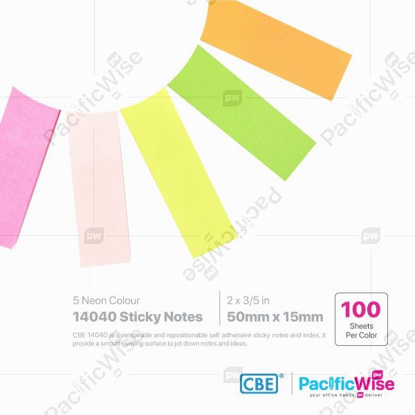 CBE Removable Sticky Note 14040 (5 Neon Colour)
