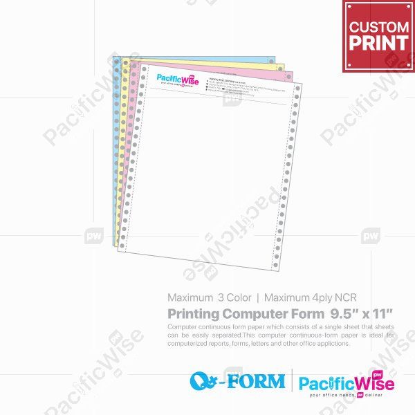 Customized Printing Computer Form 9.5" x 11"