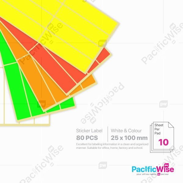 Rectangle Sticker Label 25mm x 100mm