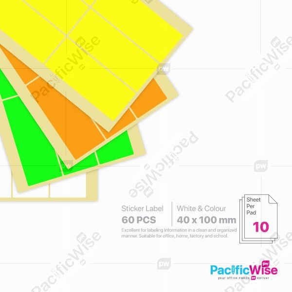 Rectangle Sticker Label 40mm x 100mm