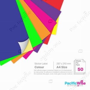 A4 Simili Colour Sticker Label 1 Up 210mm x 297mm (50'S)